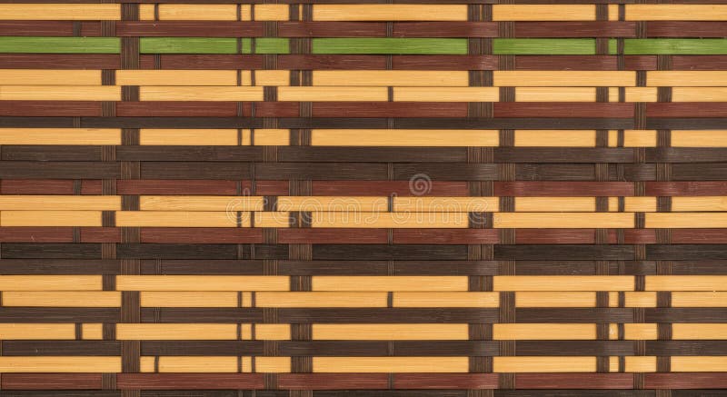 Woven Bamboo Mat Texture with Brown Beige and Green Stripes Stock ...
