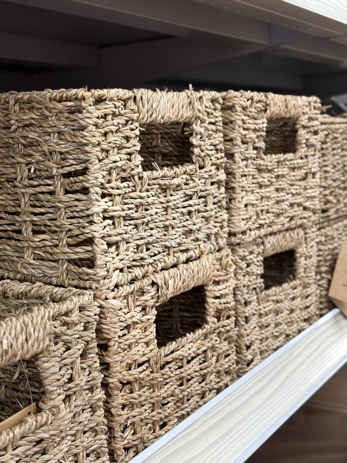 Woven Basket Display. Textural Variety and Artisan Storage Forms Stock ...