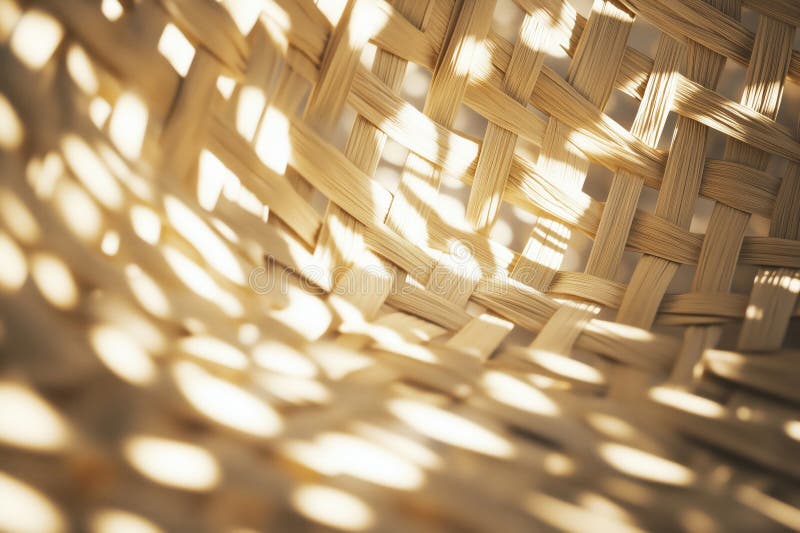 Woven Basket Interior with Light Patterns, Natural Texture and Design ...