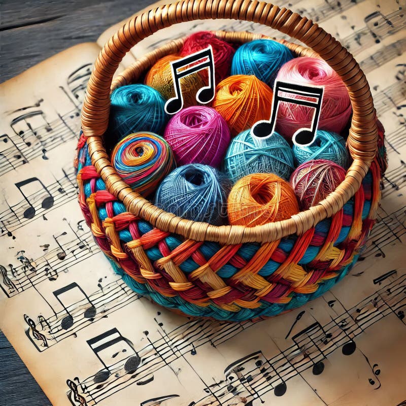 Woven Basket Notes Interlace with Colorful Musical Fibers Stock ...