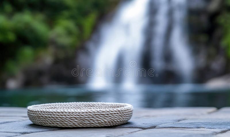 A Woven Basket Rests on Cobblestone Against a Backdrop of a Blurred and ...