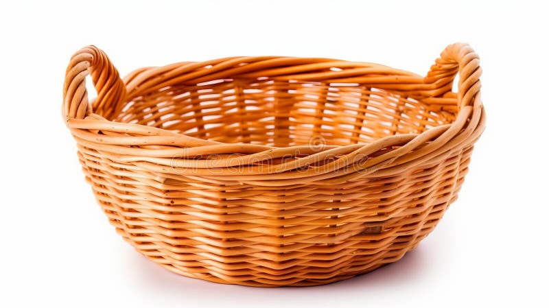 Woven Basket with a Sturdy Handle Isolated on White Background ...