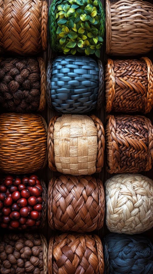 Woven Baskets Different Textures Materials Stock Photos - Free ...