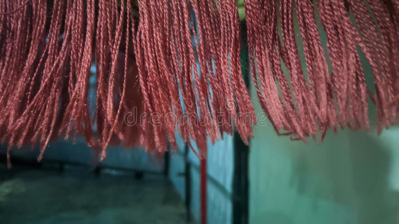 Woven Brown Thread that Hangs the Fan Closes the View. Stock Image ...