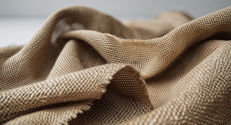 Woven Burlap Cloth Shows Subtle Folds and Textured Surface Stock Photo ...