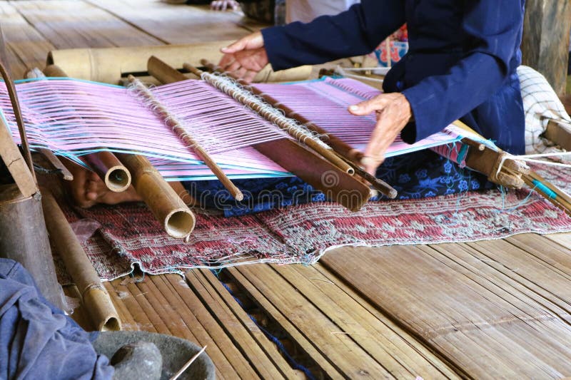 Woven Cloth is Made Traditionally Stock Image - Image of closeup, cloth ...