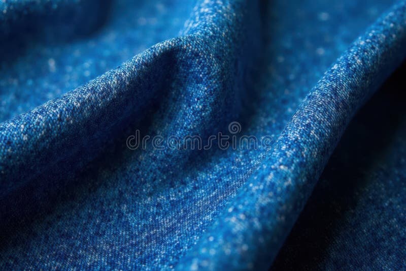 Woven Cotton Denim, Indigo Dye, Threads Visible, Blue, Stiff Stock ...