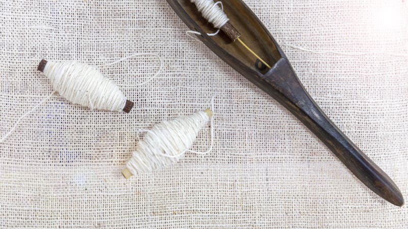 Woven Cotton. Fabric Cotton Texture. Bobbin and Thread Winder. Shuttle ...