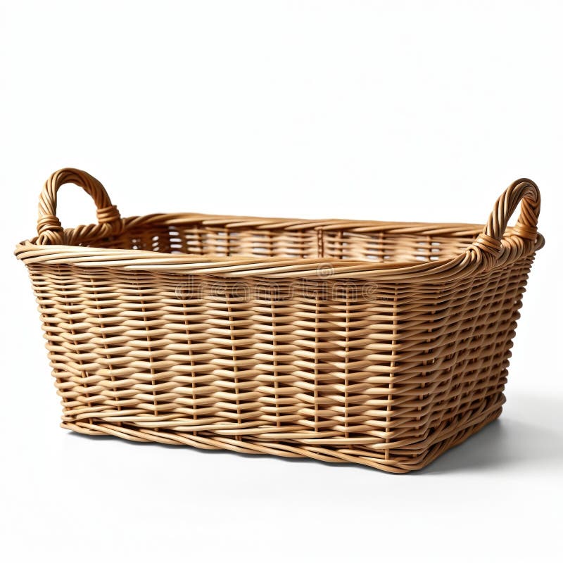 Woven Empty Basket, Square Shape. Traditional Handmade Brown Container ...