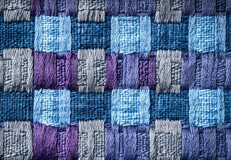 Woven Fabric Texture with Blue, Grey, and Purple Checkered Stripes ...