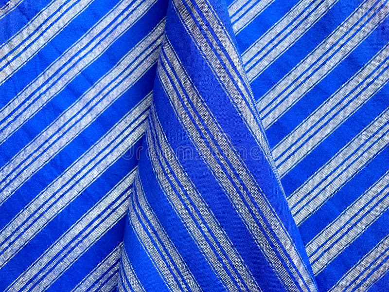 Blue and Silver Striped Woven Fabric Texture for Traditional Clothing ...
