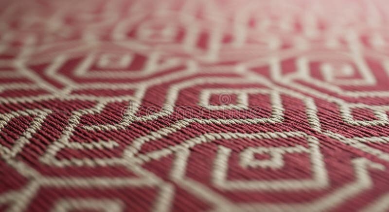 Woven Geometric Pattern in Maroon and Beige Fabric Stock Illustration ...