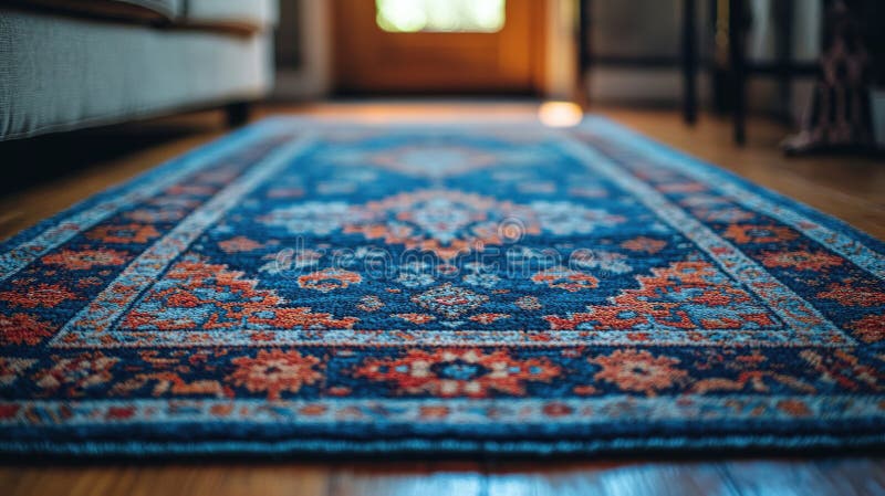 Woven Hallway Rug with Intricate Patterns Stock Image - Image of navy ...