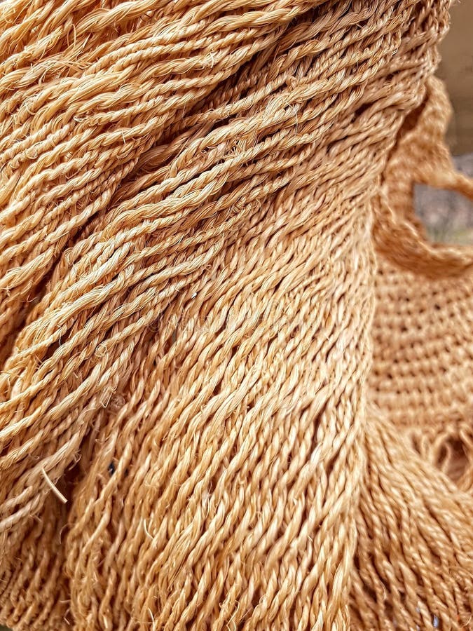 Woven Hand Bag of Light Tan Fiber. Stock Photo - Image of white ...