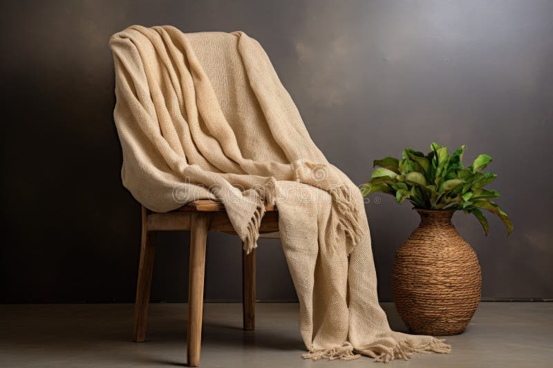 A Woven Hemp Fabric Draped Over a Chair Stock Image - Image of ...