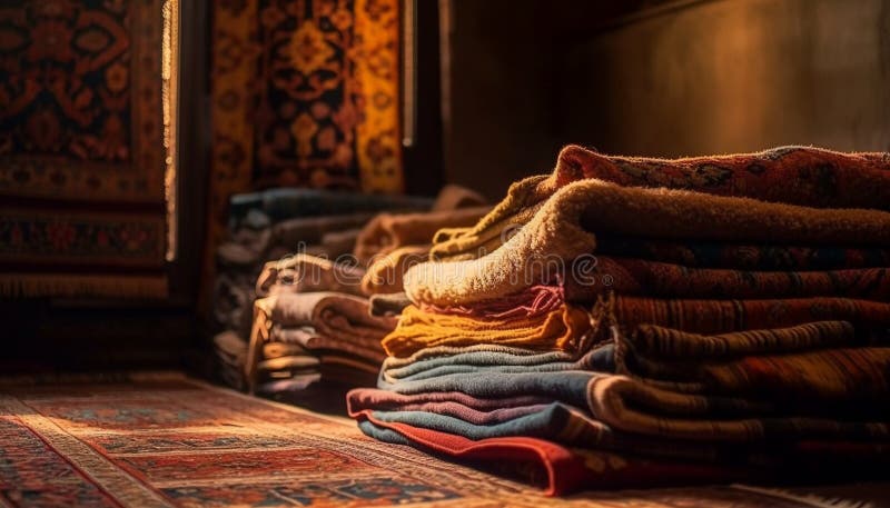 Woven Multi Ed Rug Adds Elegance To Room Generated by AI Stock ...