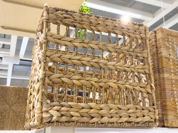 Woven Natural Basket Display in Retail Setting Editorial Stock Image ...