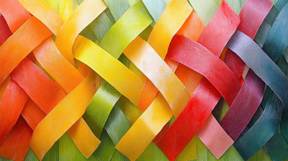 Woven rainbow ribbons stock photo. Image of multicolored - 369979342