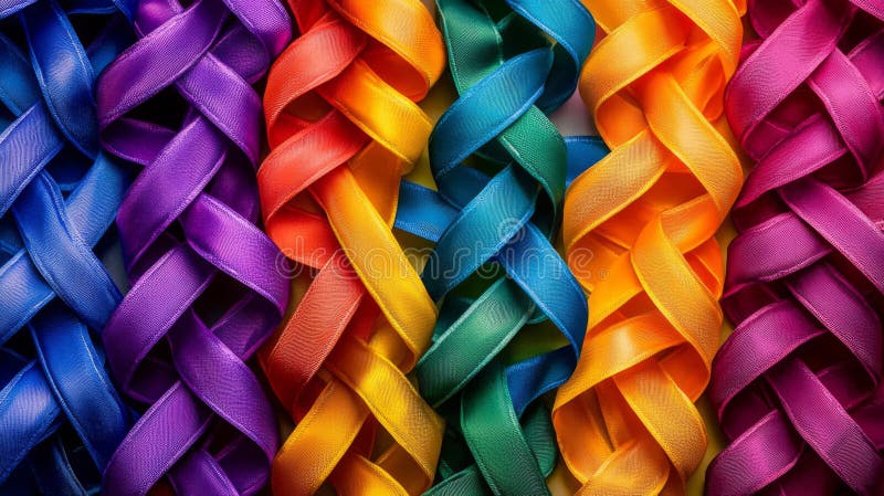Woven Rainbow Ribbons Create Vibrant Pattern Stock Illustration ...