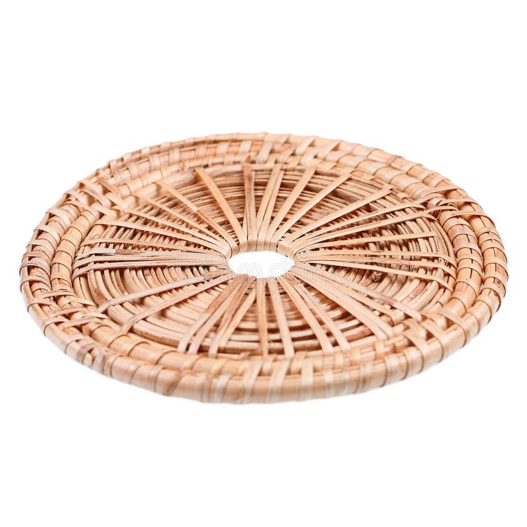 Woven Rattan Coaster on White Stock Image - Image of pattern, bottom ...