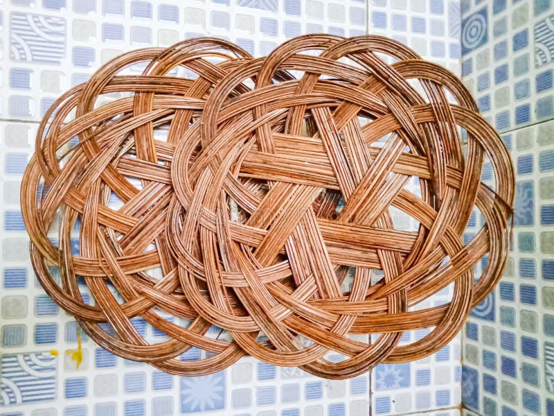 Woven Rattan for Food. on Modern Ceramics Stock Image - Image of circle ...