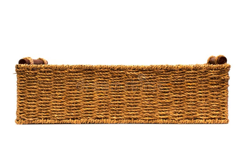 Square Wicker Basket on White Front Angled View Stock Photo - Image of ...