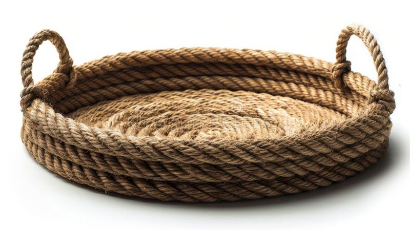 Woven Rope Tray on White Background. Stock Image - Image of simplicity ...
