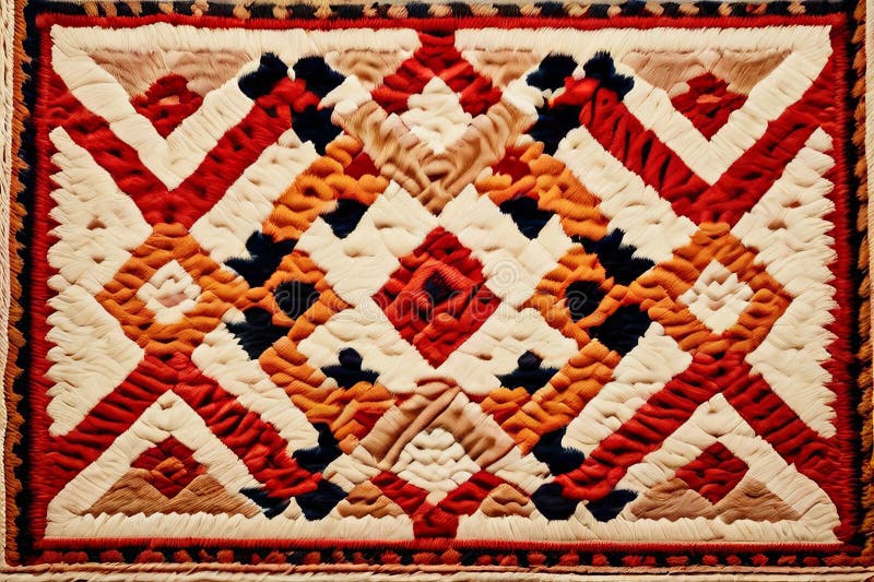 Woven Rug Close Up of a Natural Woven Rug with Intricate Pattern Stock ...