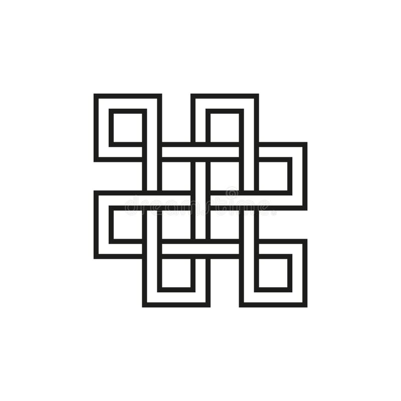 Woven Square Knot. Endless Line Symbol. Geometric Maze Vector. Abstract ...