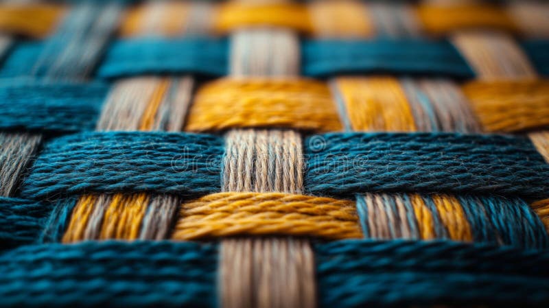 Woven Textile Detail Blue Gold and Brown Threads Stock Illustration ...