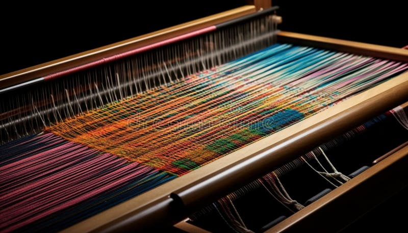 Woven Textile Pattern on Loom, Multi Colored, Close Up Fashion Design ...