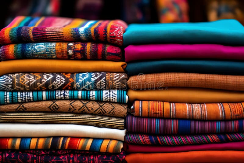 Woven Textiles Showcasing Intricate Patterns and Designs Illustration ...