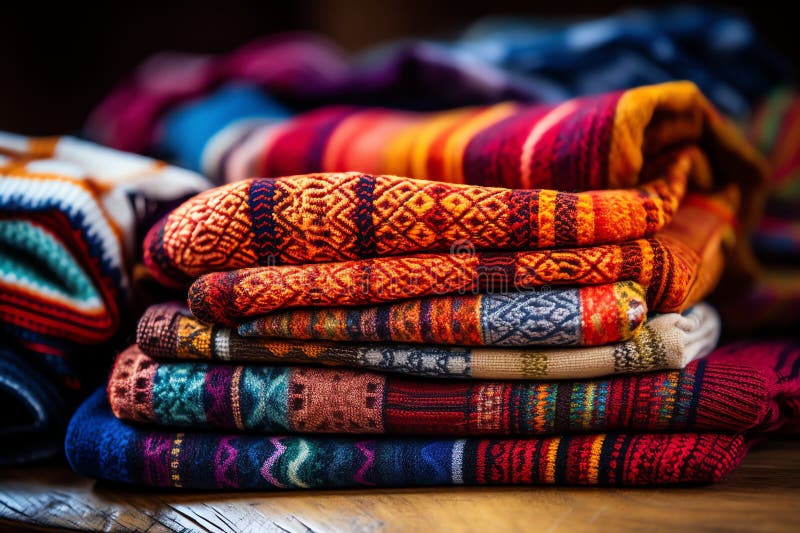 Woven Textiles Showcasing Intricate Patterns and Designs Illustration ...