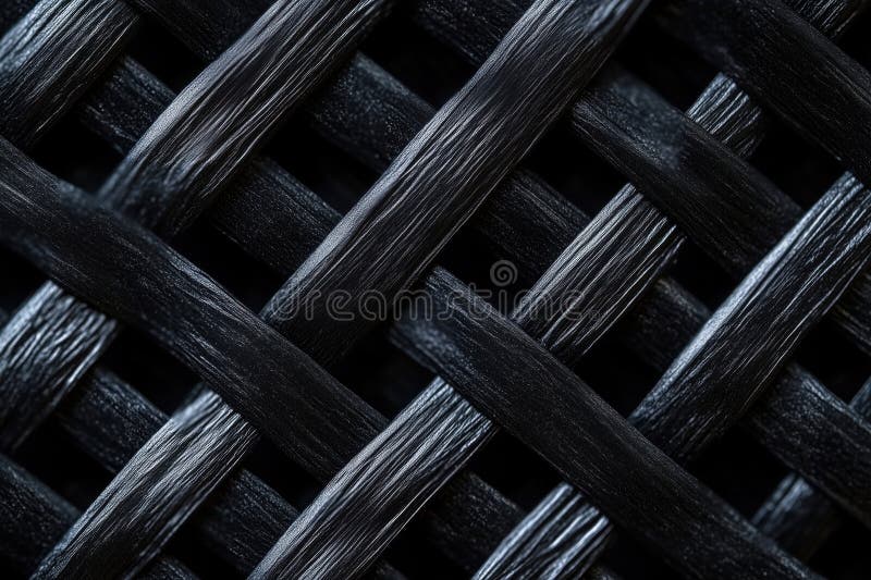 Woven Texture Black Fibers, Intricate Pattern, Close-up View Stock ...