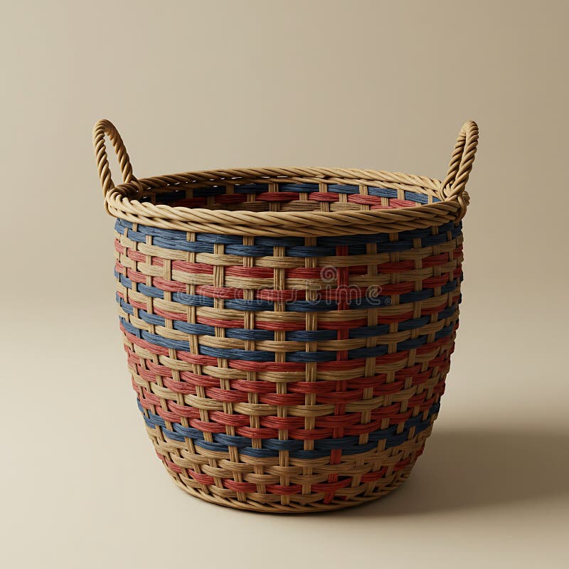 Woven Wicker Basket with Handles Stock Illustration - Illustration of ...