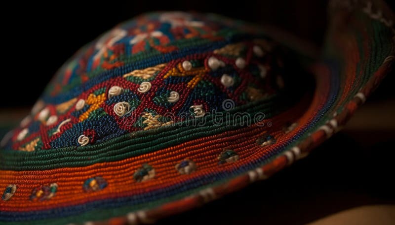 Woven Wool Cap, Traditional Inca Pattern Souvenir Generated by AI Stock ...
