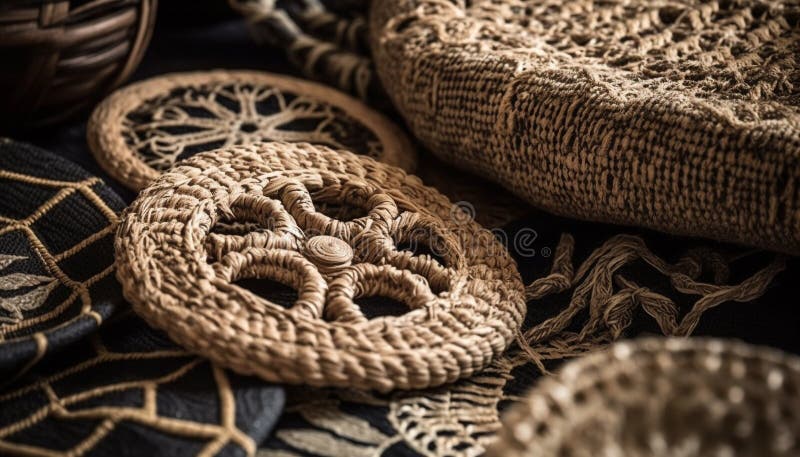 Woven Wool Pattern Tied Knot on Rustic Wood Generated by AI Stock Photo ...