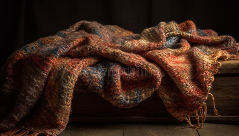 Woven Wool Shawl in Rustic Autumn Colors, Folded for Comfort Generated ...
