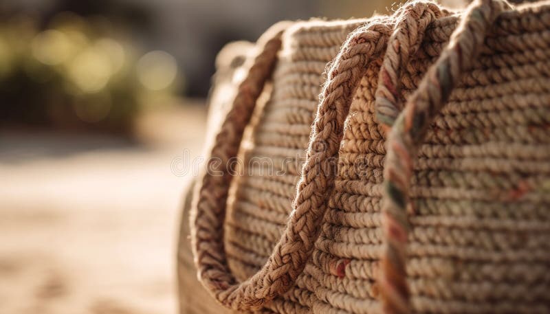 Woven Wool Textile Tied with Rustic Rope Generated by AI Stock Photo ...