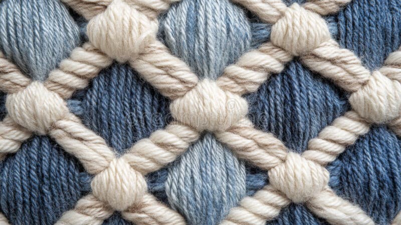 Woven Yarn Textile Blue and Cream Pattern Stock Illustration ...