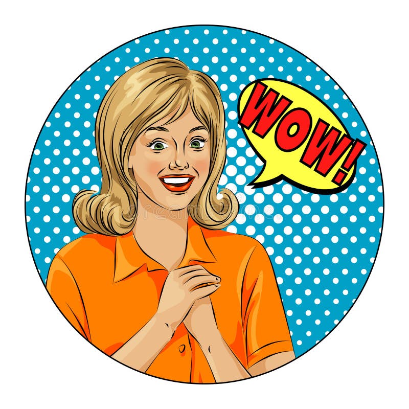 Wow Bubble Pop Art Surprised Woman Face Pop Art Illustration Of A