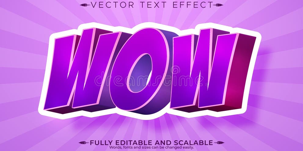 Wow Cartoon Text Effect, Editable Comic and Funny Text Style Stock ...