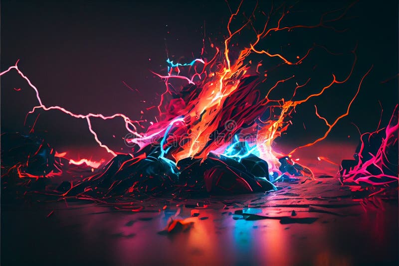 WOW Colorful Colourful Lightning Strike Stock Illustration ...