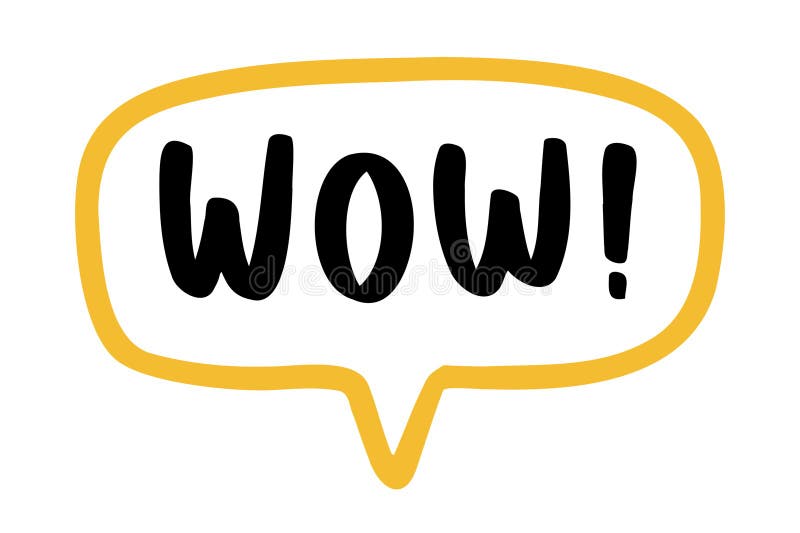 WOW Doodle Hand Drawn Speech Bubble. Wow Text. Comic Quote Lettering ...