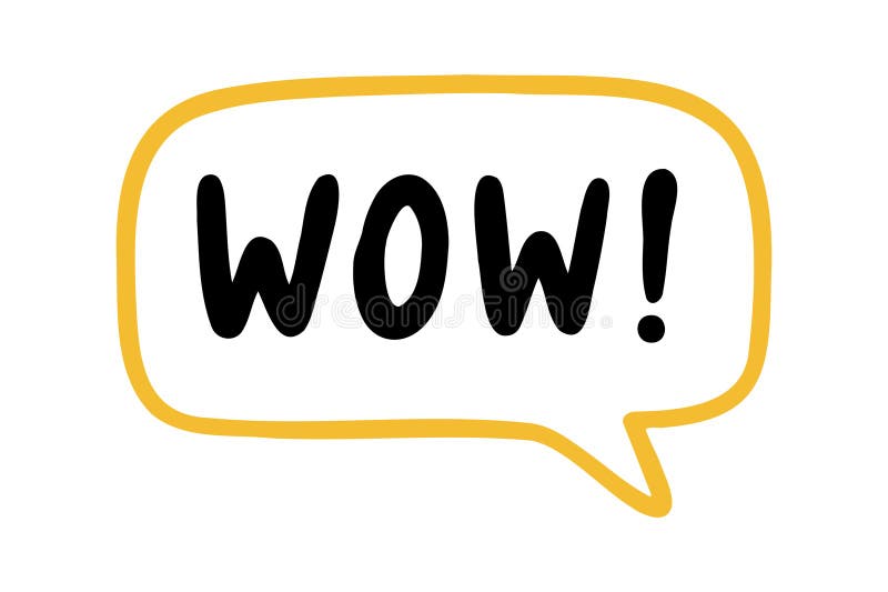 WOW Doodle Hand Drawn Speech Bubble. Wow Text. Comic Quote Lettering ...