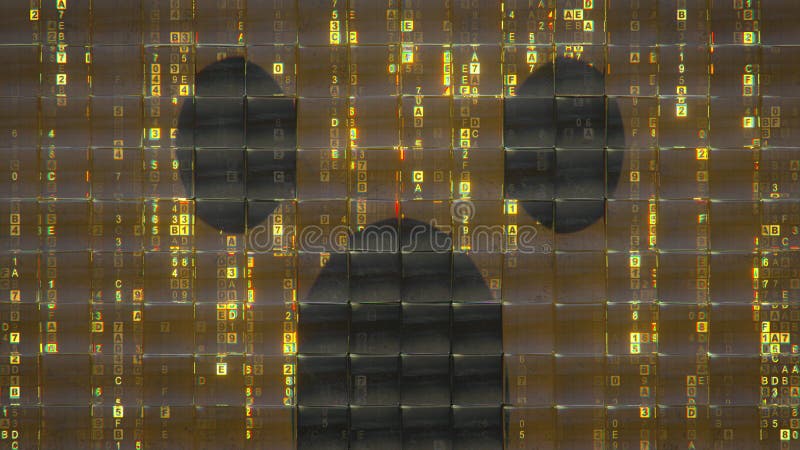 Wow Emoji and Digital Code Behind Glass Tiles 3D Render Stock ...