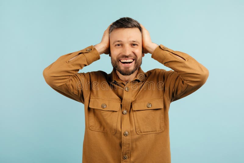 Wow. Excited Wow. Excited African American Guy Holding Hands on Head ...