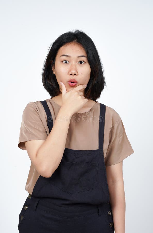 WOW Face Expression of Beautiful Asian Woman Isolated on White ...