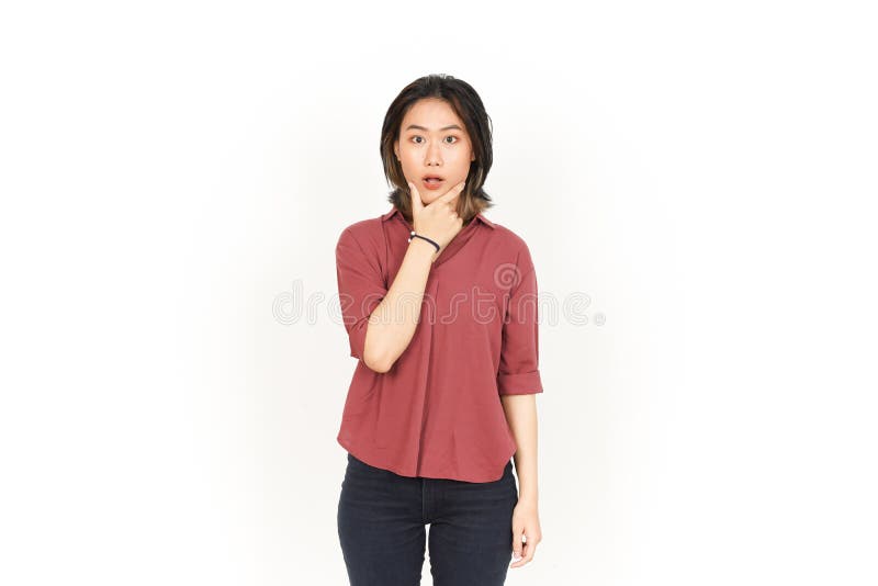 WOW Face Expression of Beautiful Asian Woman Isolated on White ...