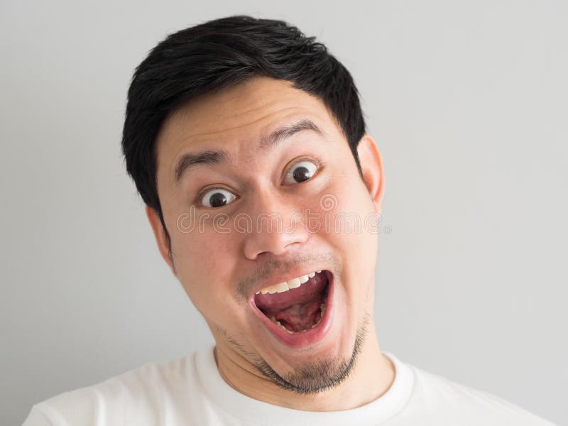 Wow Face of Happy Man Head Shot. Stock Photo - Image of amazing, asian ...